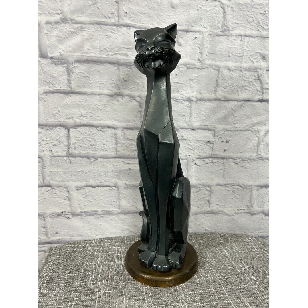 MCM Cubist Black Siamese Cat Statue 24.5" Vintage 1960 Universal ...