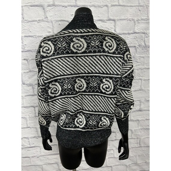Cristina's Black White Acrylic Metallic Cardigan Swea… - Gem