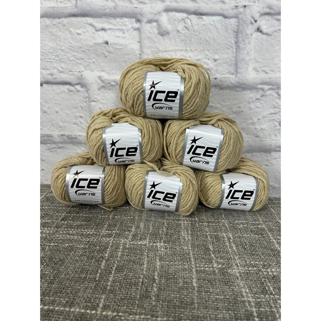 Set of 6 Ice Yarns Wool Worsted 50 US 8/5mm 50gr/110m Acrylic Beige NWT ...