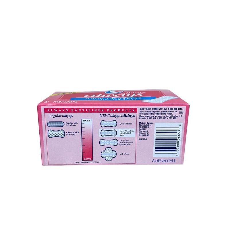 Always Alldays Pantiliners Odor Absorbing Quilted Sides 23 Count New ...