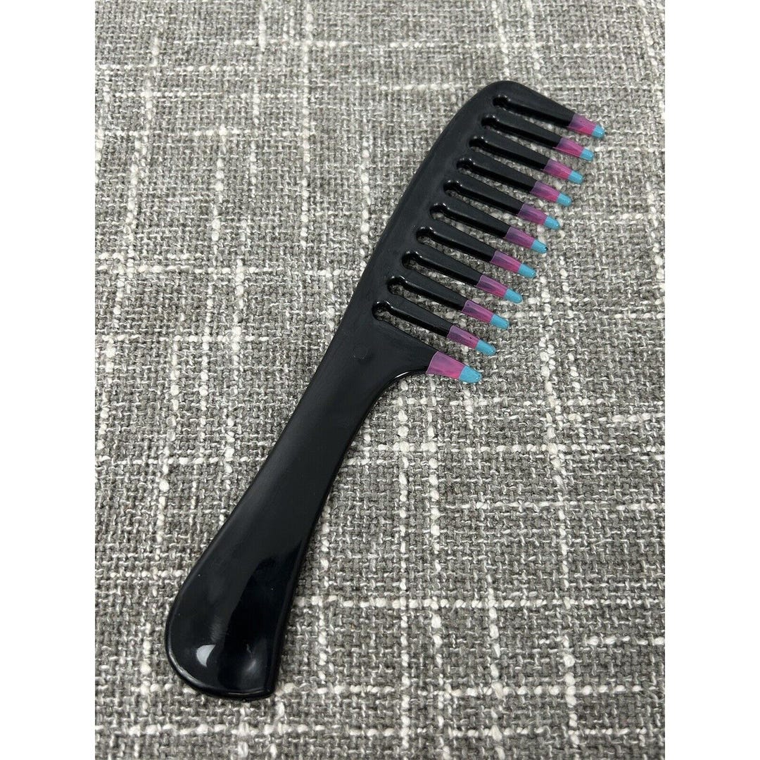 Vintage 90s Detangler Hair Comb Styling NOS Black Twice Dipped Wide ...