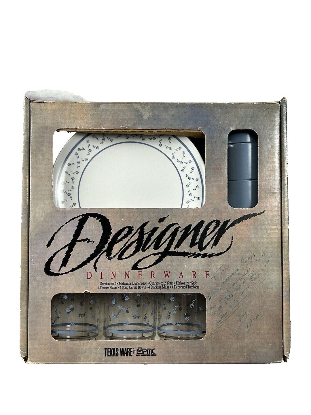 Texas Ware Vintage 80s Melamine Dinnerware Set Deadstock Blue Daisies ...