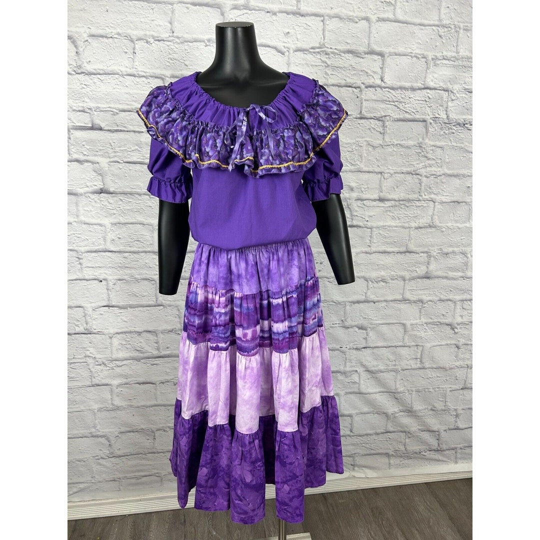 Vintage 90's Purple Square Dance Women's Top & Tiered Skirt Country ...