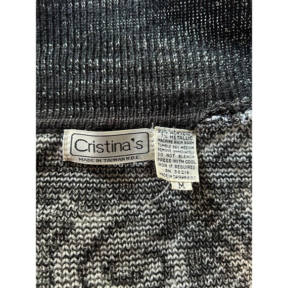 Cristina's Black White Acrylic Metallic Cardigan Swea… - Gem