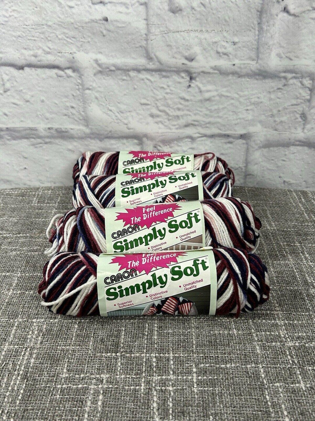 Vintage Simply Soft Caron Yarn Lot of 4 Tapestry Ombre Acrylic Worsted ...
