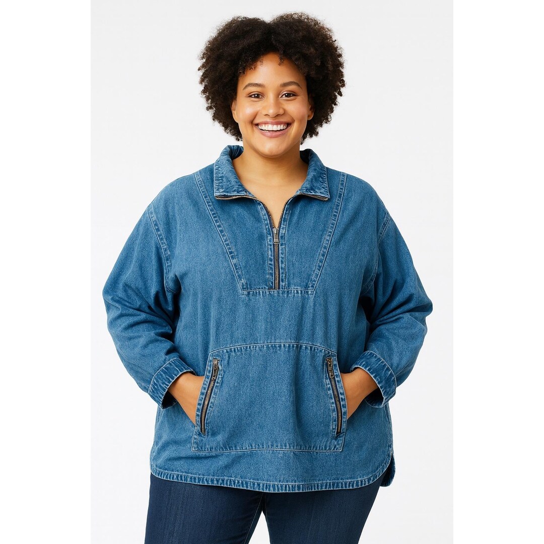 Venezia Jeans Vintage Anorak Denim Jacket Blue Womens Size 18/20 1/4 ...