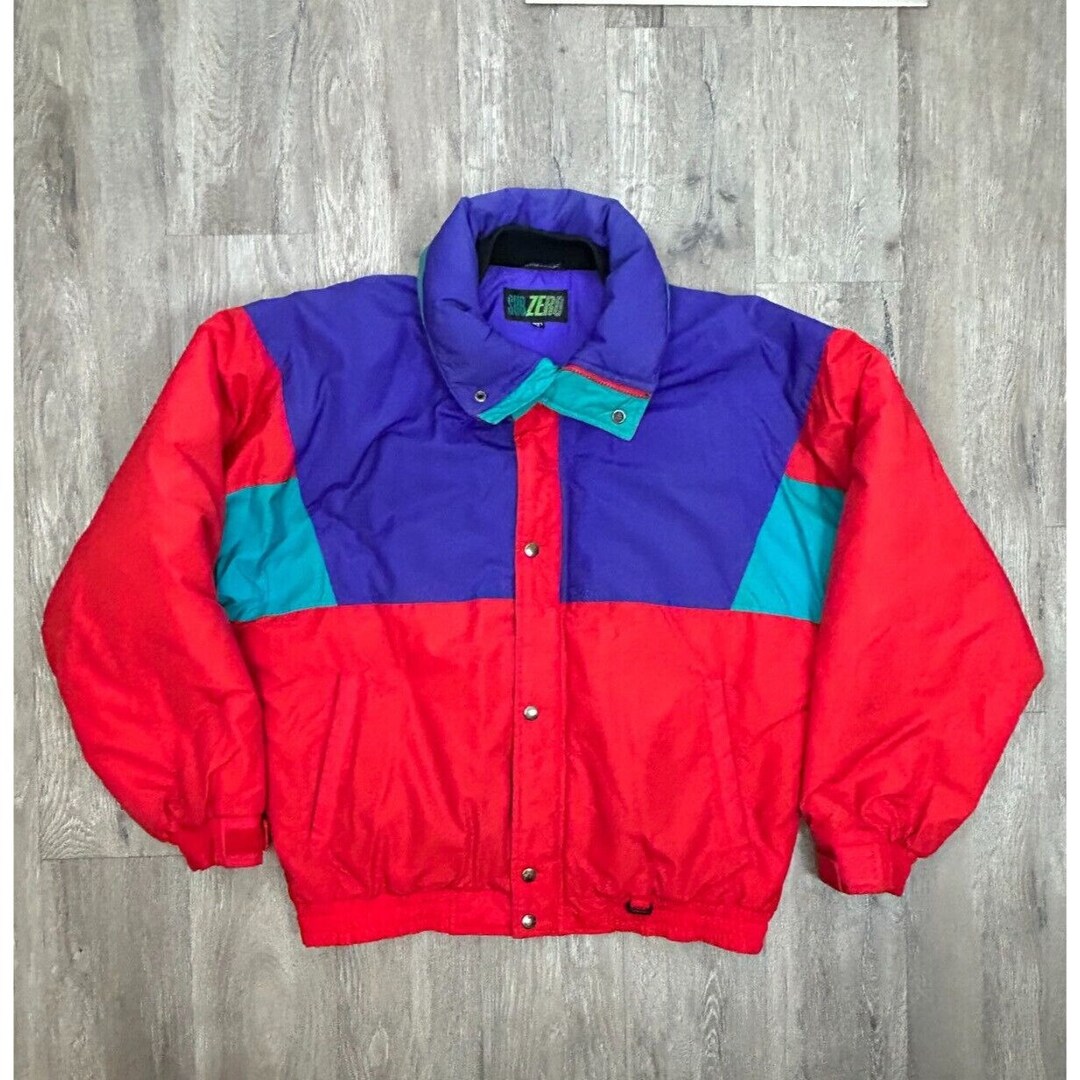 Sub Zero Color Block Windbreaker Ski Jacket Snap & Zip Vintage 90s Mens ...