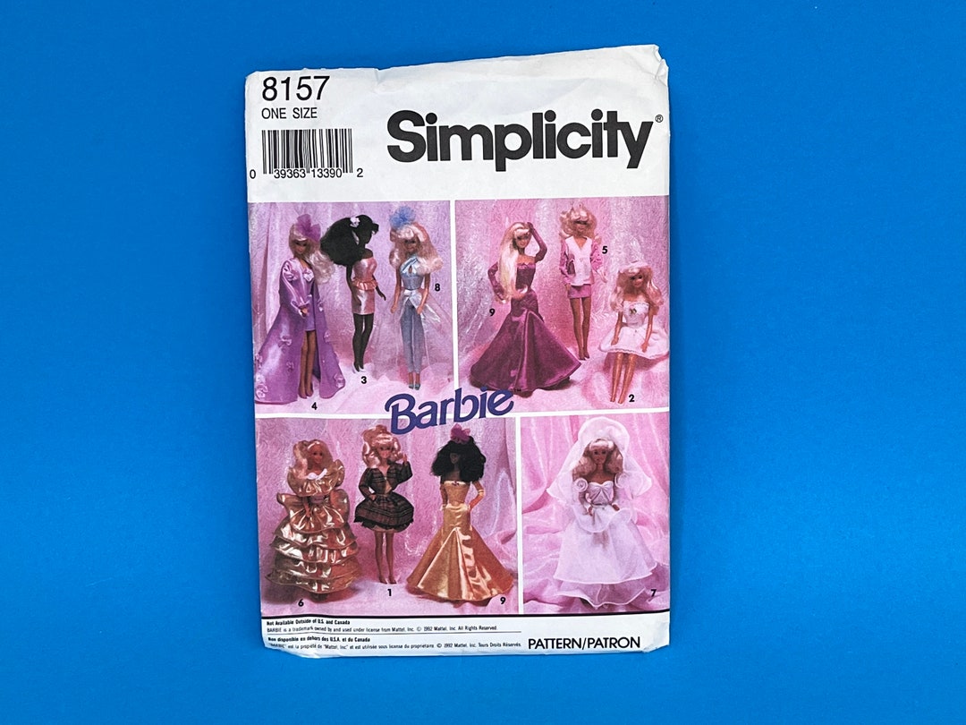 Barbie 1992 Evening Wear Official Simplicity Sewing Pattern 8157 - Etsy