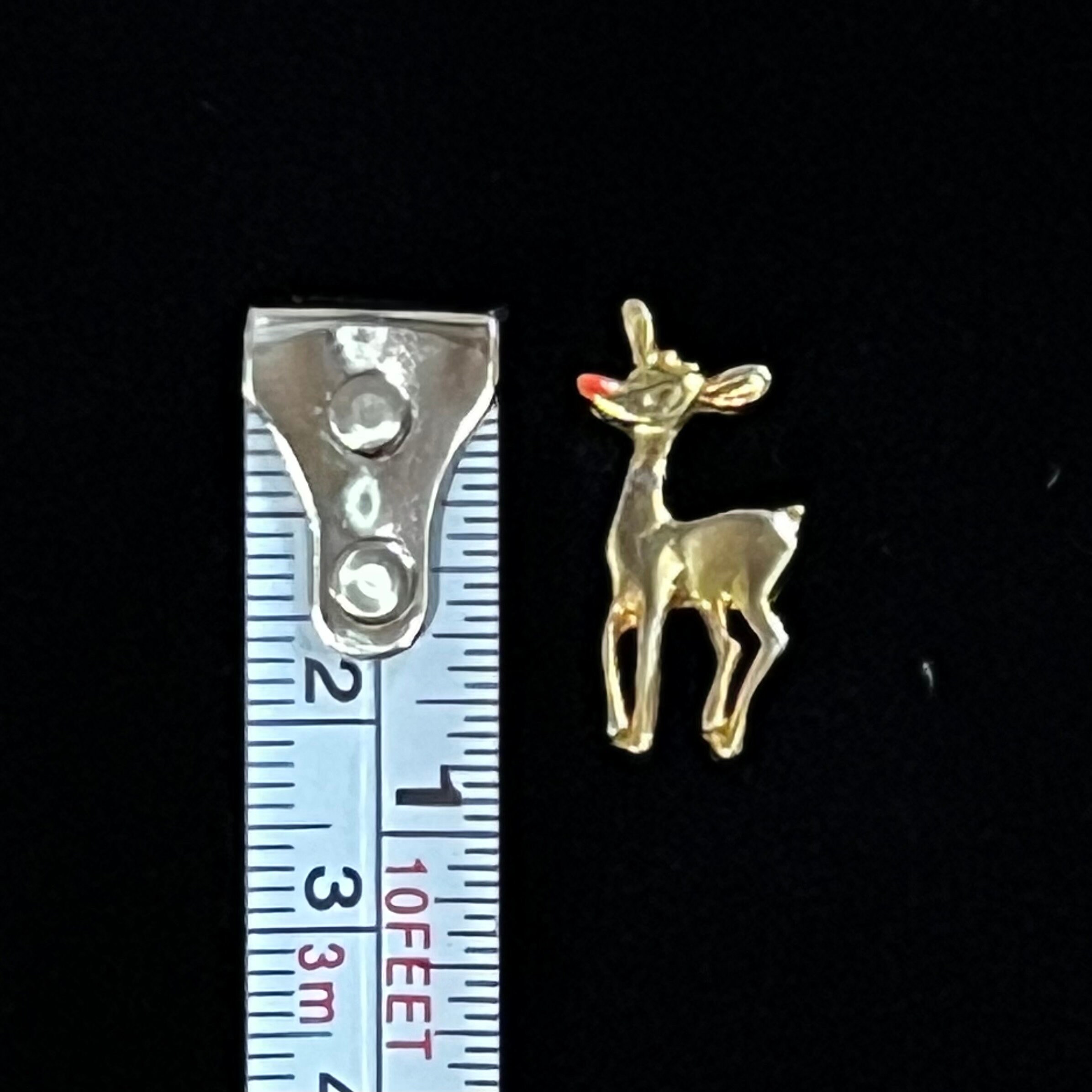 Red Nosed Reindeer Pin in Gold Tone, Tiny Tie Tack in Gift Box, Simple ...