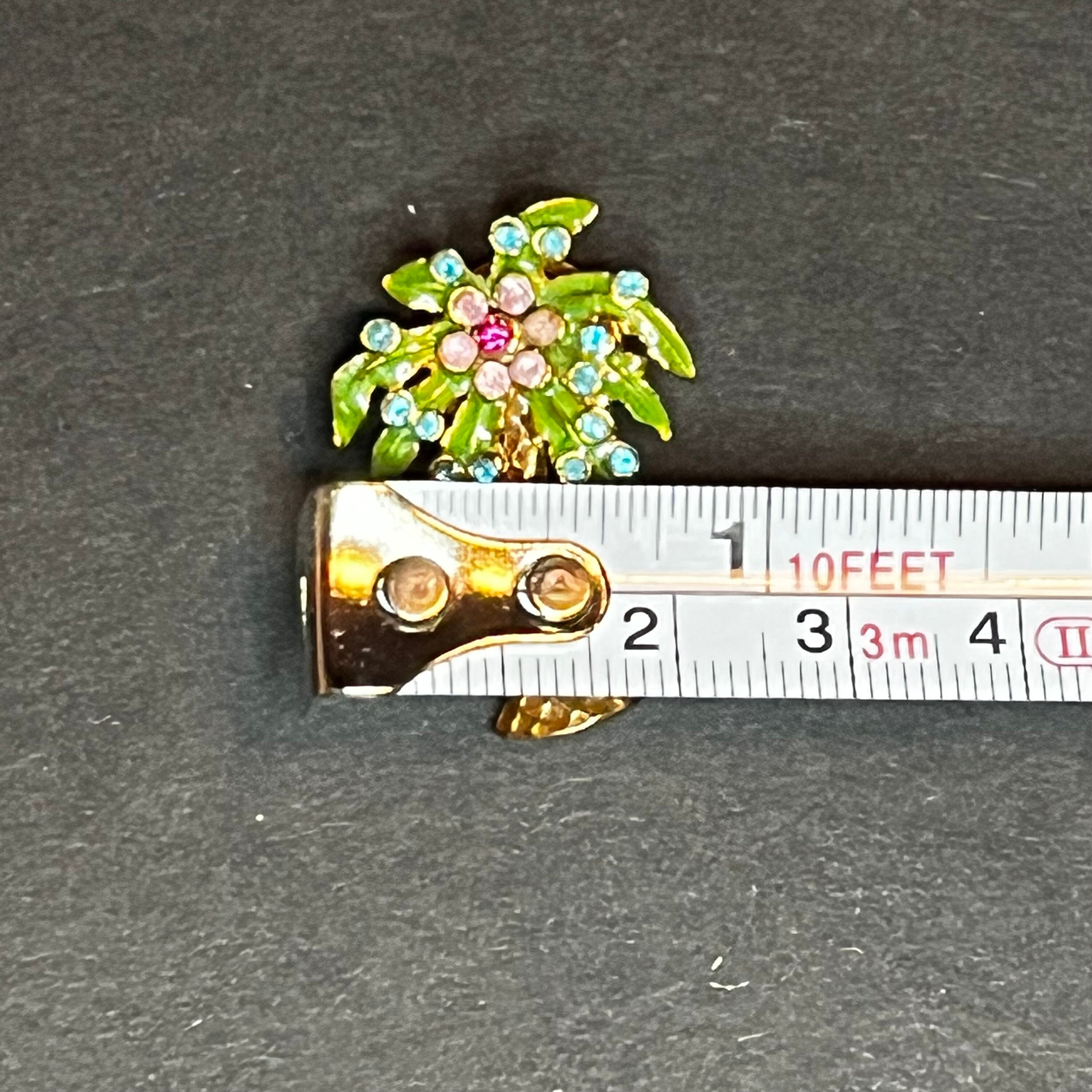 Palm Tree Rhinestone Lapel Pin by Nina Ricci in Gold Gift Box Sparkly ...