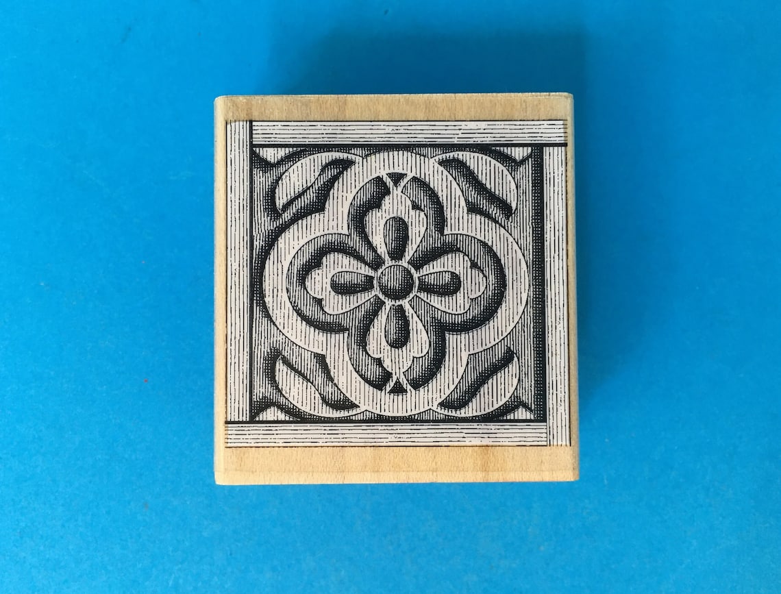 Medieval Design Rubber Stamp Quatrefoil Engraved Relief Effect - Etsy