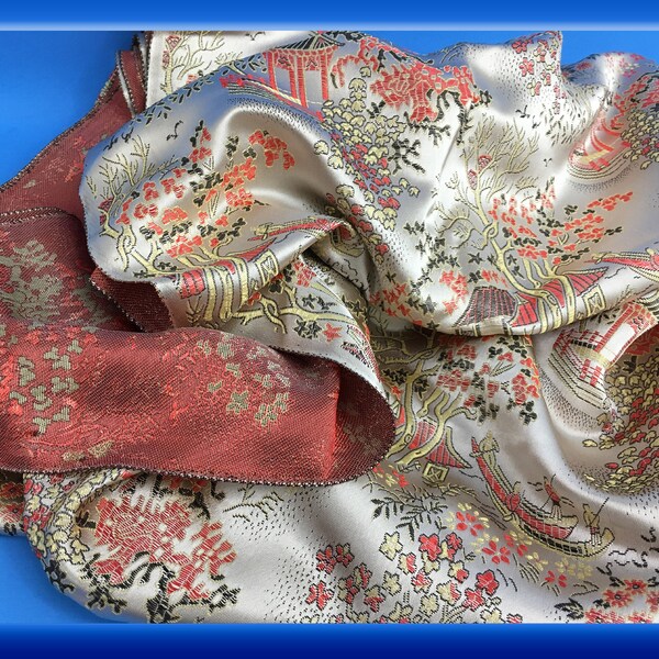 Satin Brocade Fabric - Etsy