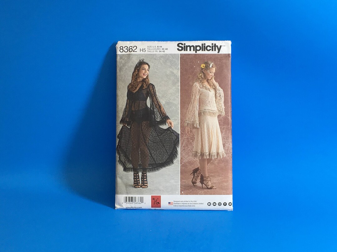 Simplicity Pattern 8362 Lace Skirt and Blouse Costume, Hippie, Retro ...