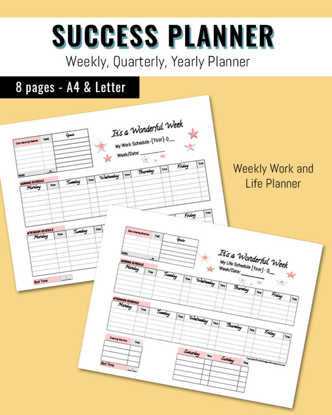 Printable Planner, Weekly Planner, Quarterly and Yearly Planner, Goal ...