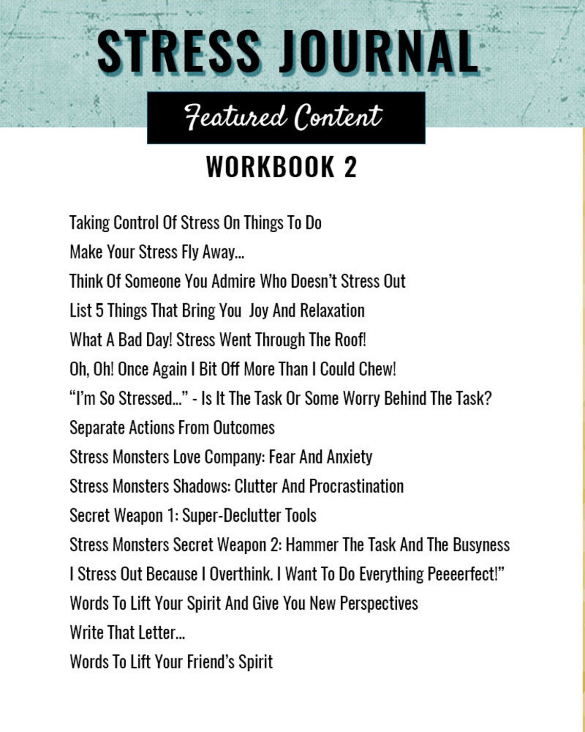 Stress Relief Journal creative Journal printable Journal mental Health ...