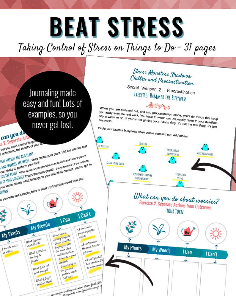 Printable Journal | Stress Journal | Self-care Tool | Workbook Journal ...