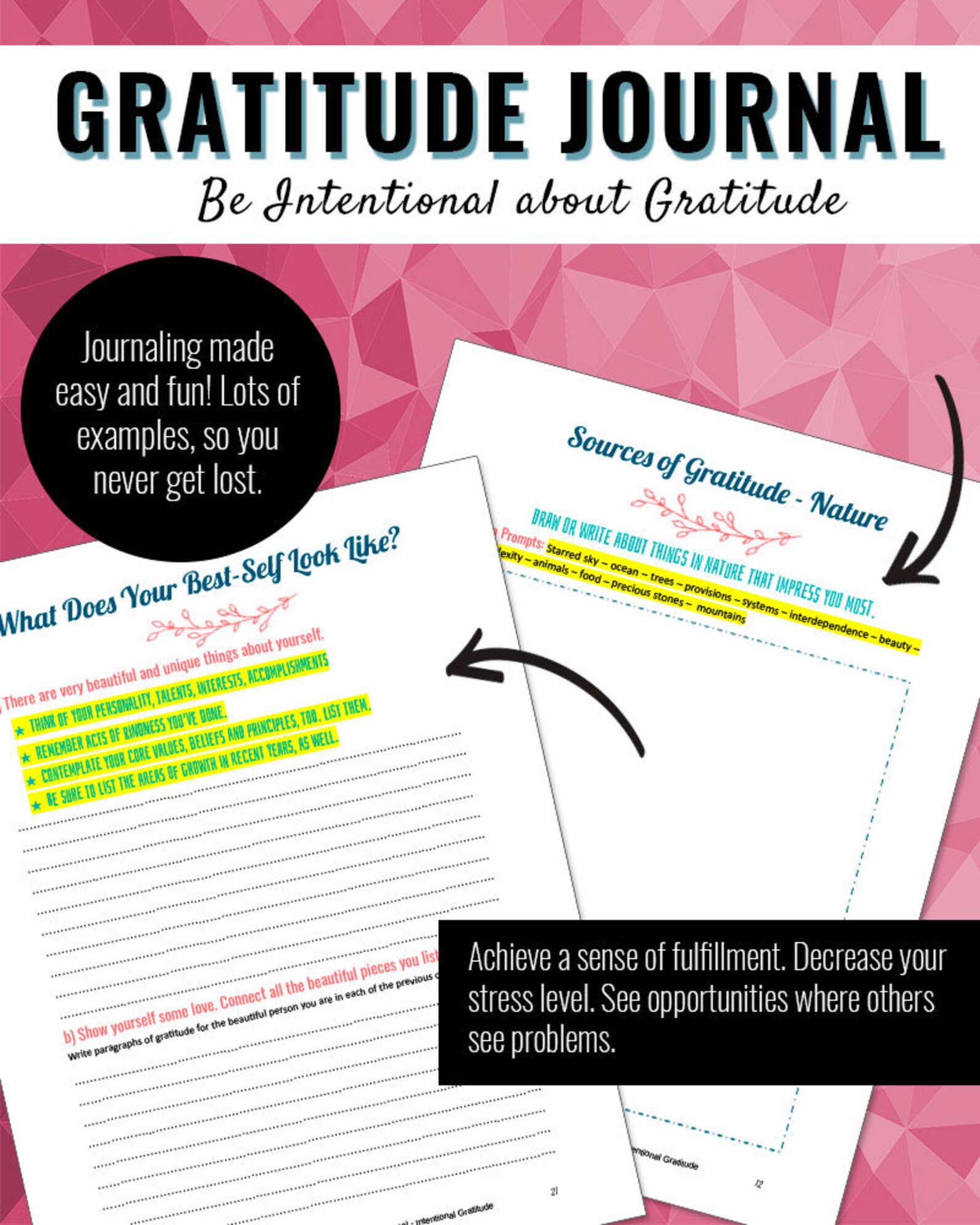 Gratitude Journal Printable Journal Mental Health Mindful Living ...