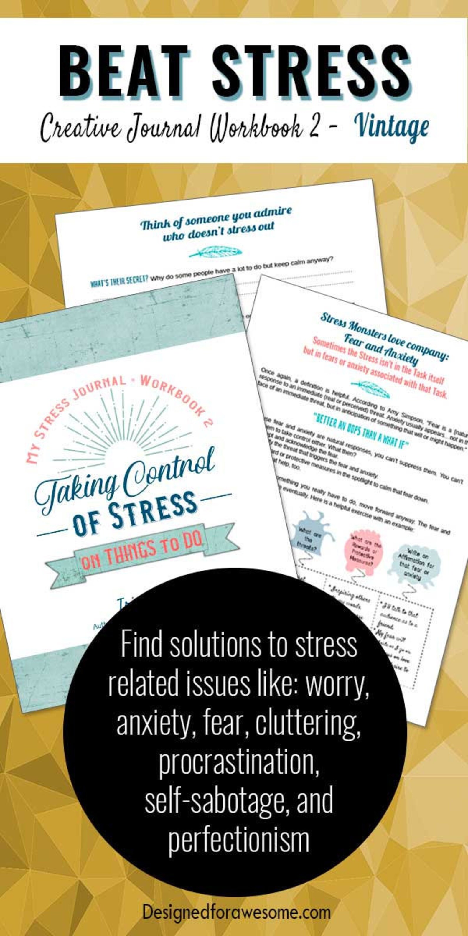 Stress Journal Printable Journal mental Health stress Relief Worry ...