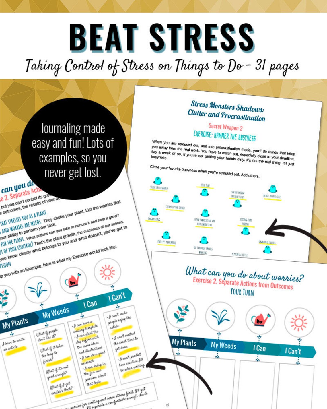 Stress Journal | Printable Journal |mental Health |stress Relief| Worry ...