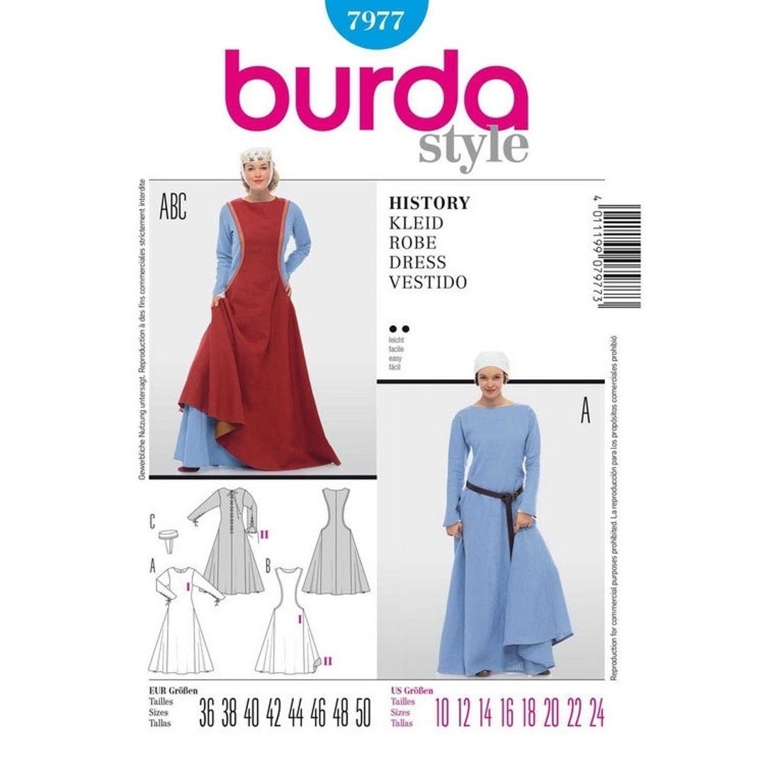 Burda 7977 Misses Medieval Ladies Costume Sewing Pattern all Sizes US ...