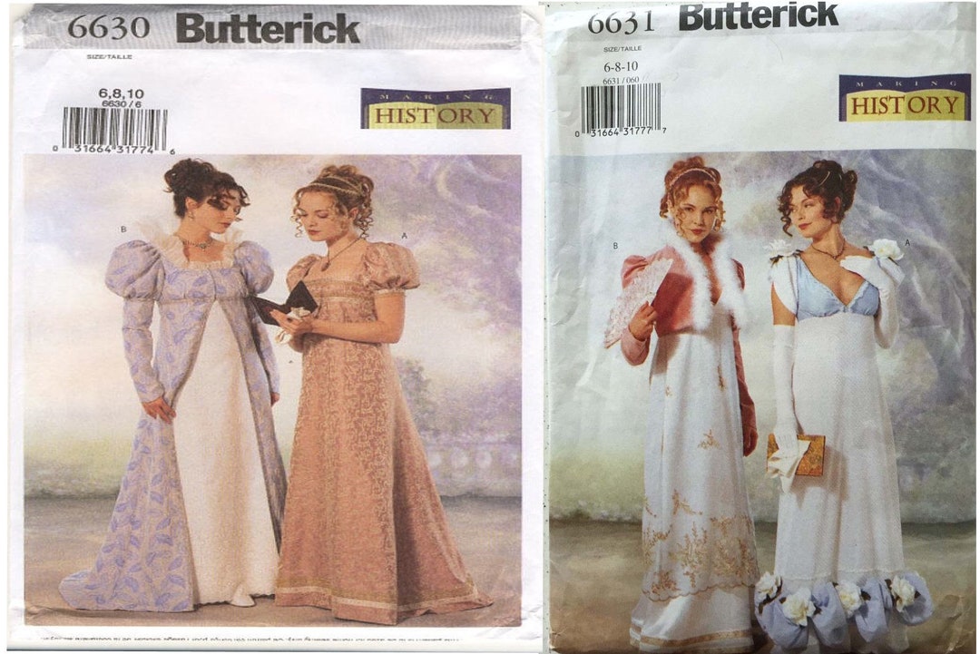 Butterick 6630 or 6631 OOP Misses' & Petite Regency Empire Waist Jane ...