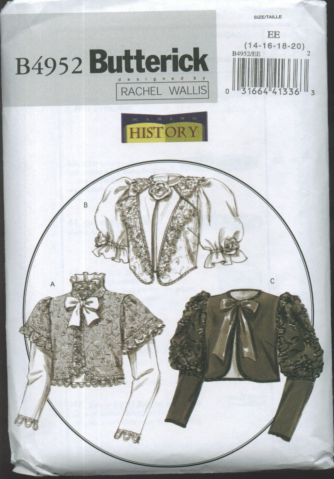 Butterick B4952 or B5232 OOP Victorian Jacket Sewing Pattern (two Sizes ...