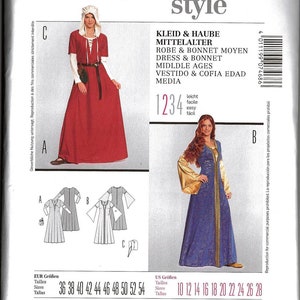 Burda 7468 Medieval Dress & Bonnet Misses Costume Sewing - Etsy