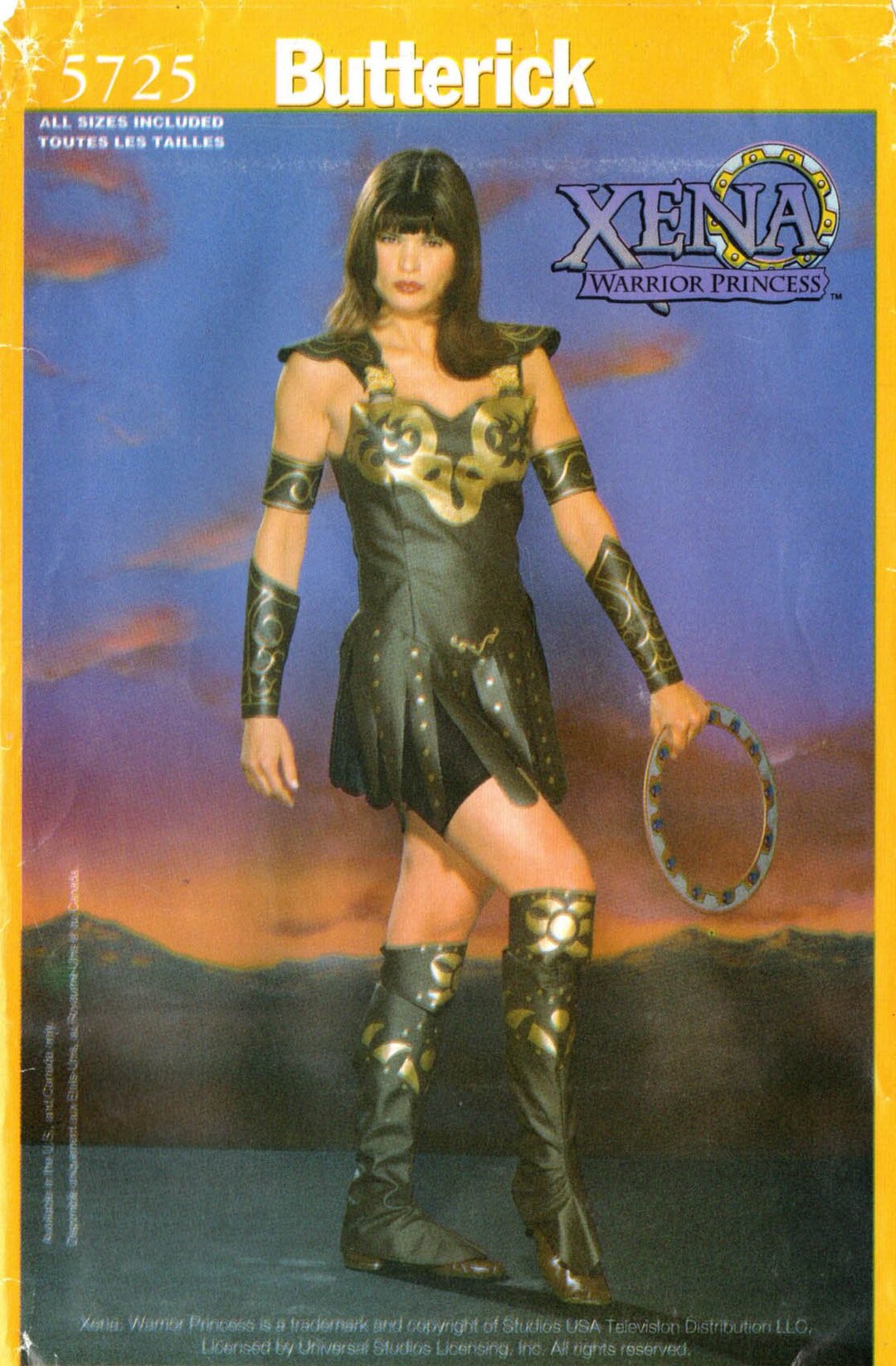 Butterick 5725 Rare OOP Zena Warrior Princess Costume unisize New/uncut ...
