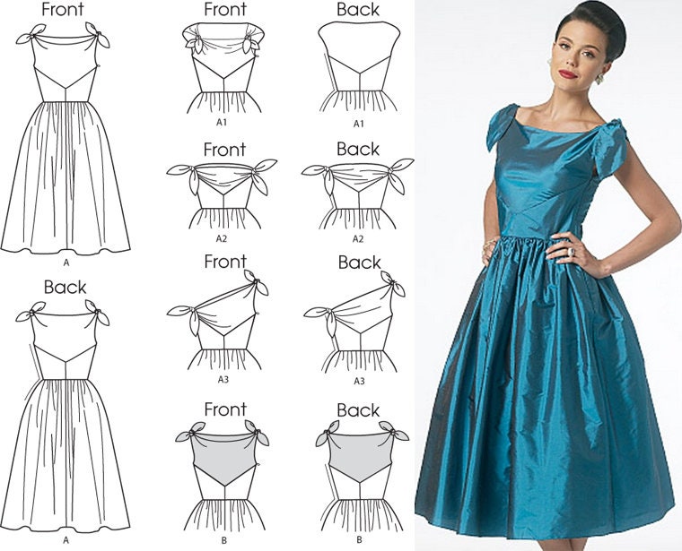 Butterick B5708 Misses Retro 1953 Dress Sewing Pattern two - Etsy