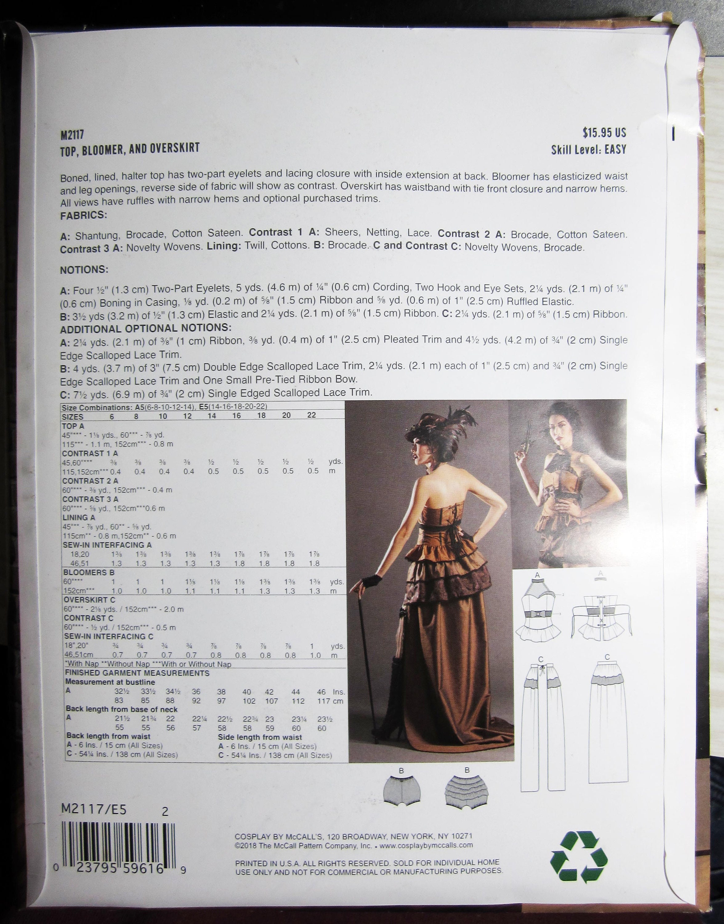 COSPLAY by Mccall's Oop M2117 COPPER MAIDEN Fantasy - Etsy