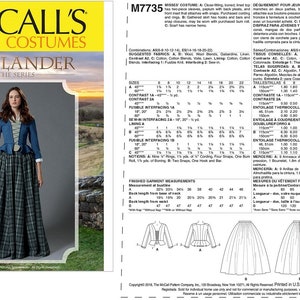 Mccall's OUTLANDER: the Series - OOP Officially Licensed Costume Sewing ...