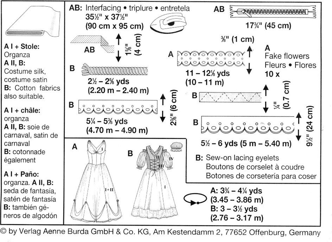 Burda 2479 Misses Renaissance Empress or Servant Costume Sewing Pattern ...