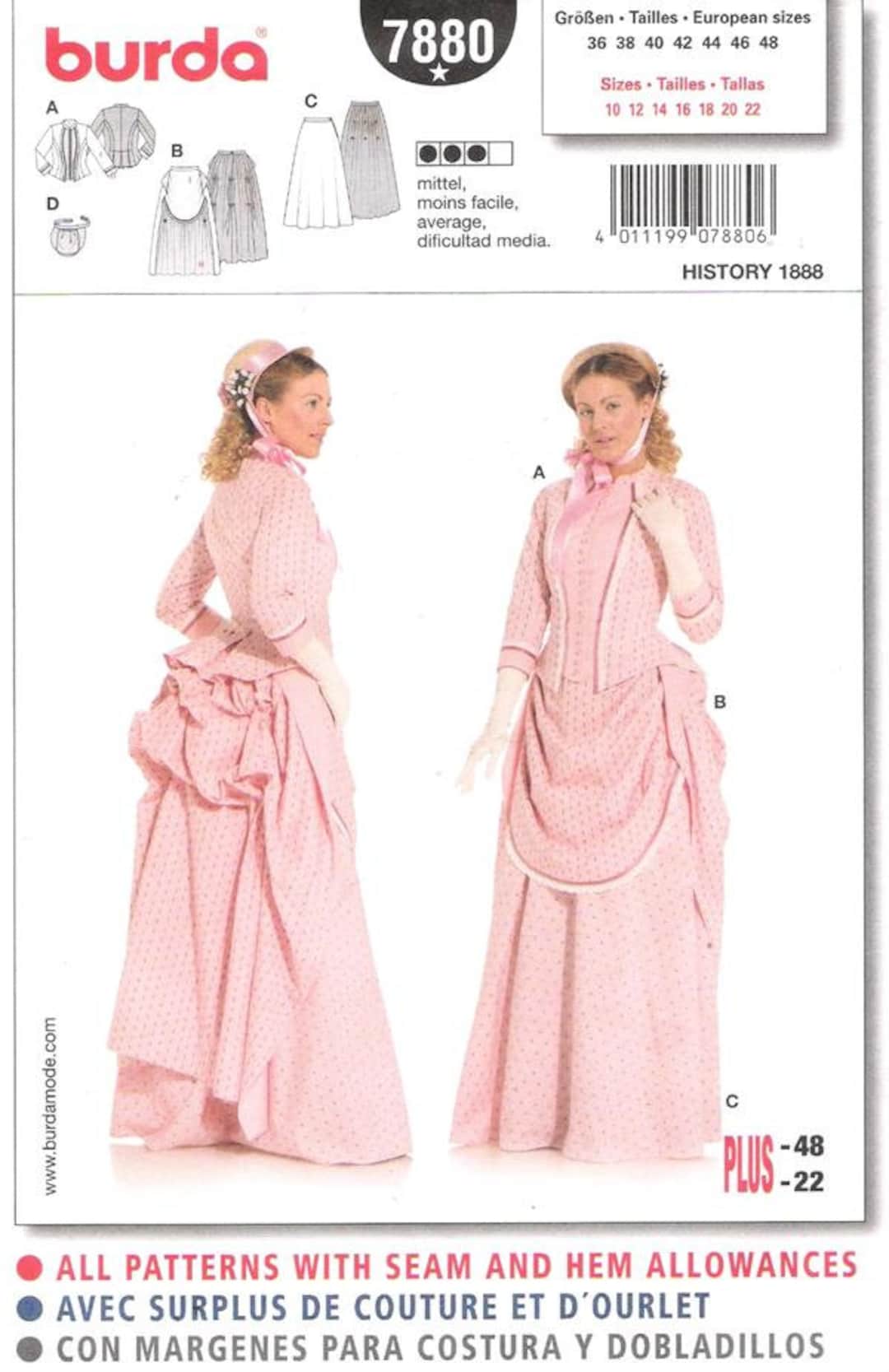 Burda 7880 Scarce OOP Misses C1888 Victorian/steampunk Dress Costume ...