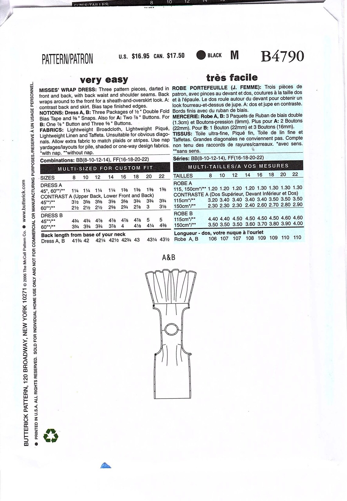 Butterick B4790 RETRO 1952 Walk-away Wrap Dress Sewing Pattern - Etsy