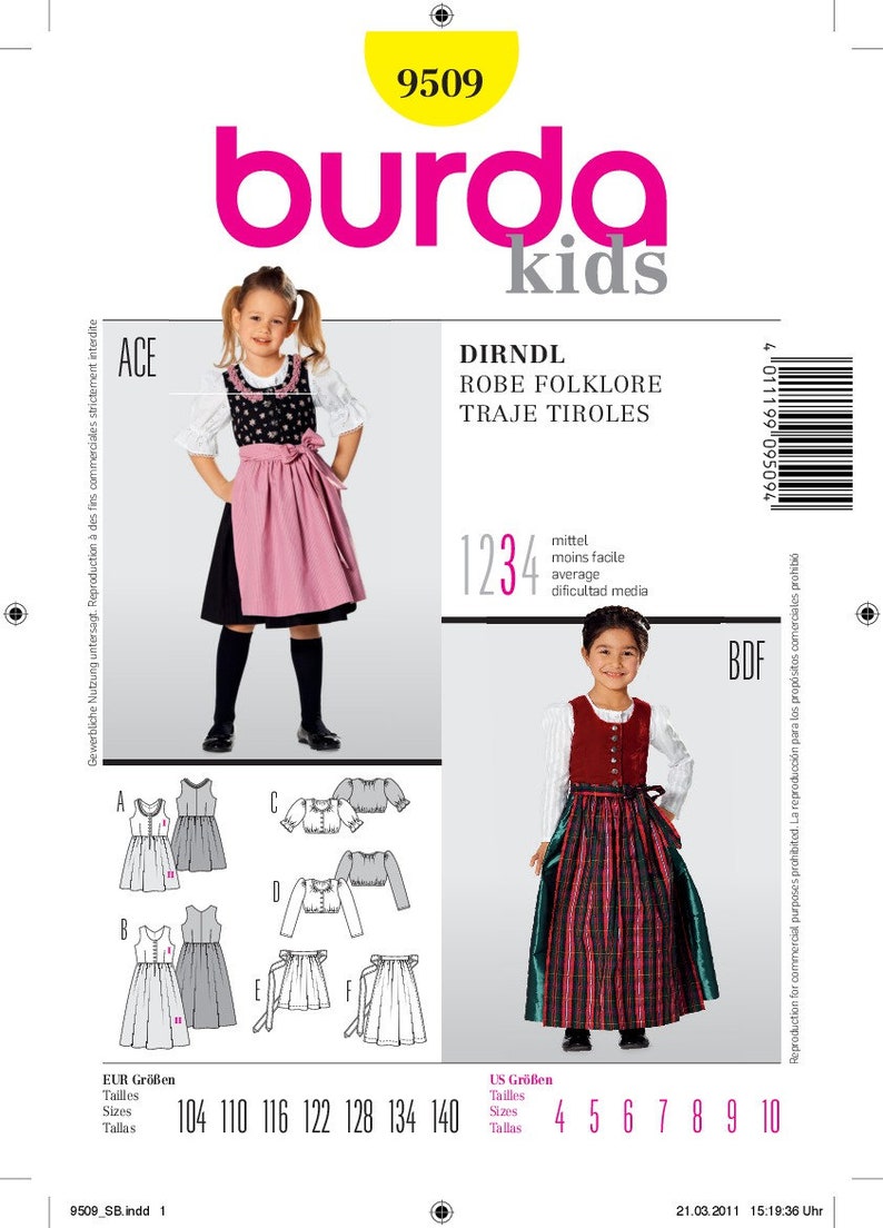 BURDA Children's Costume & Historical Sewing Patterns | Etsy
