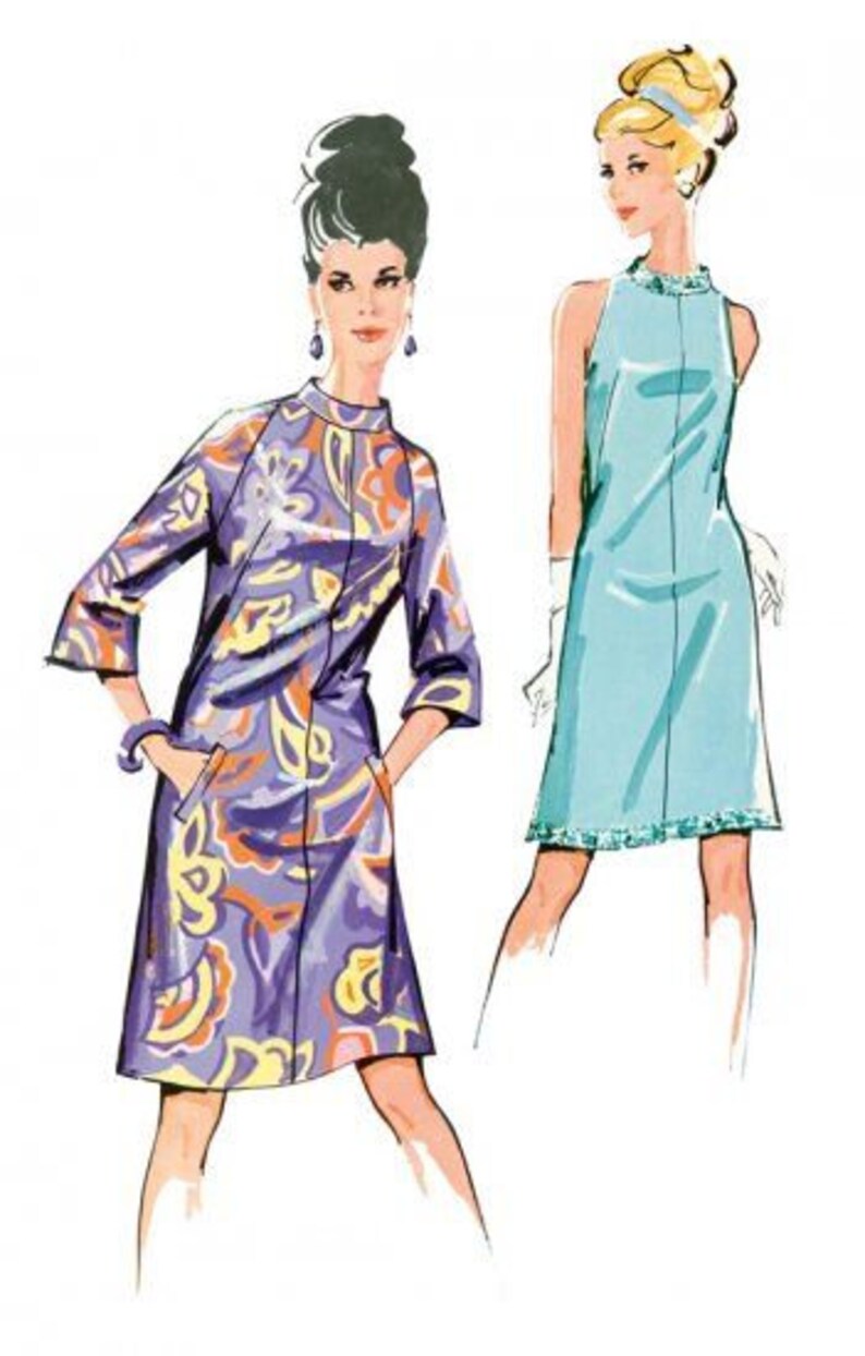 Burda 7114 OOP Late 1960s Shift Dress Sewing Pattern all - Etsy