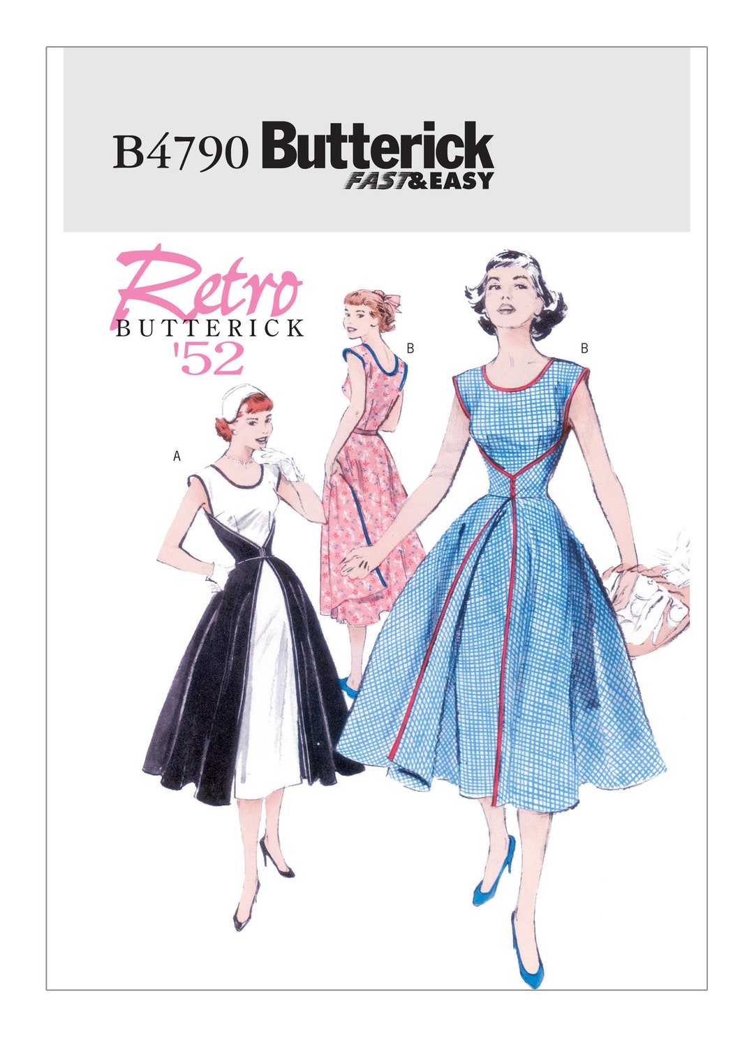 Butterick B4790 RETRO 1952 Walk-away Wrap Dress Sewing Pattern (two ...