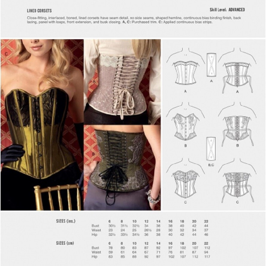 COSPLAY by Mccall's OOP M2034 LACED Lined Corsets Costume | Etsy