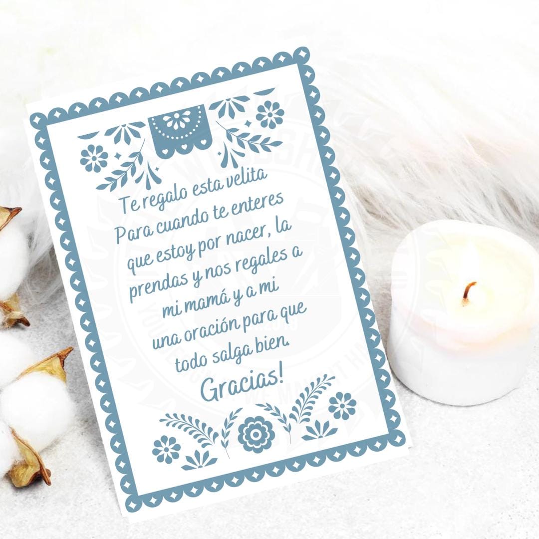 Spanish Baby Shower Card , Spanish Favor Cards, Recuerdo Para Baby ...