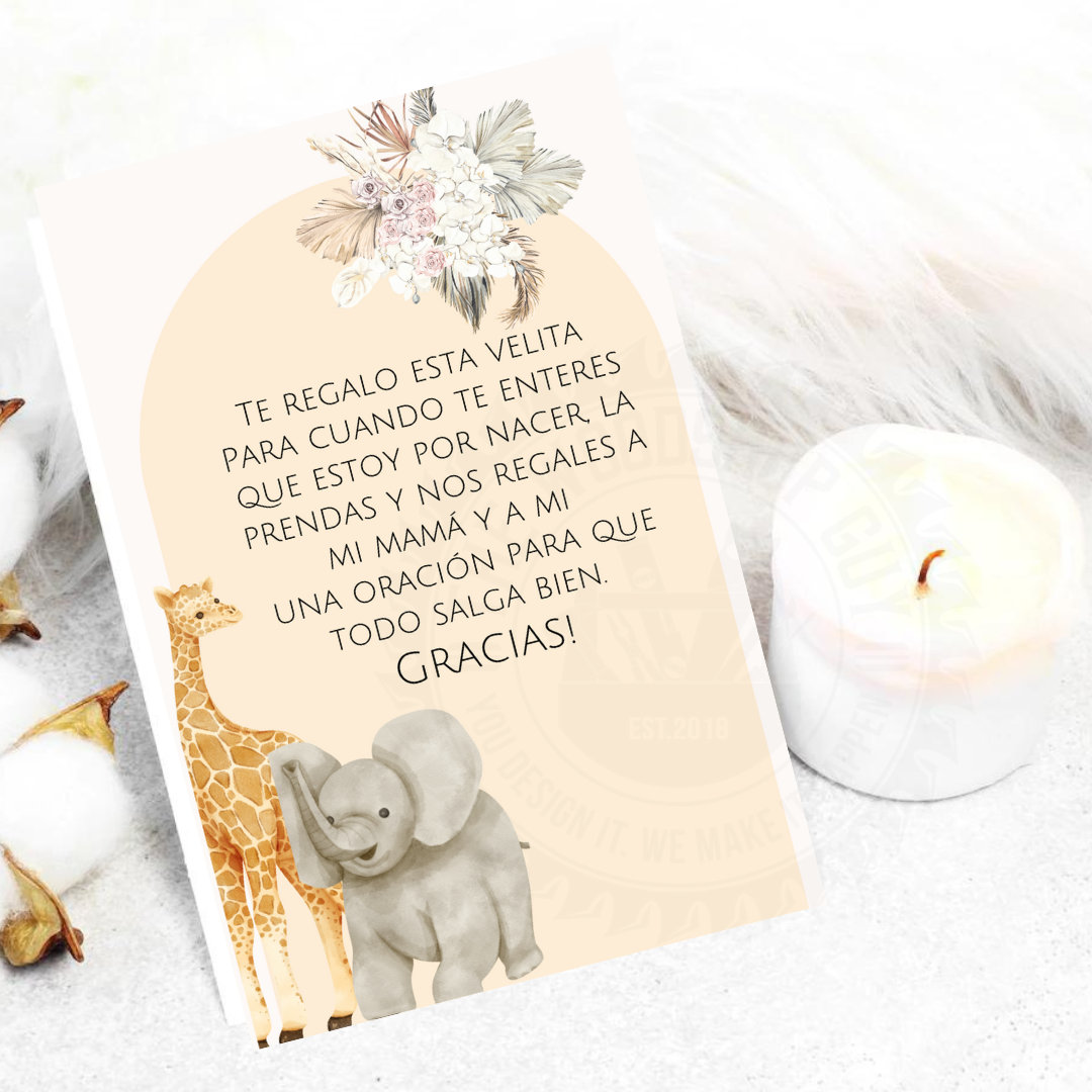 Spanish Baby Shower Card Spanish Favor Cards Candle Favors - Etsy