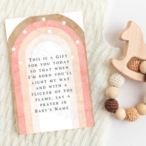 Candle Prayer Card, Shower Favor, Baby Shower Favor, Baby Shower Candle ...