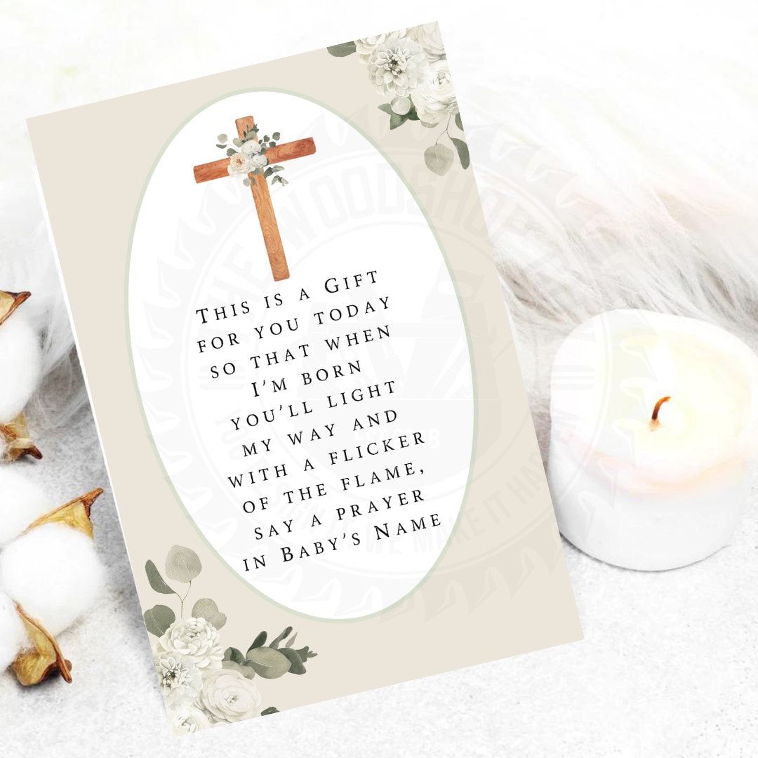 Candle Prayer Card, Shower Favor, Baby Shower Favor, Baby Shower Candle ...