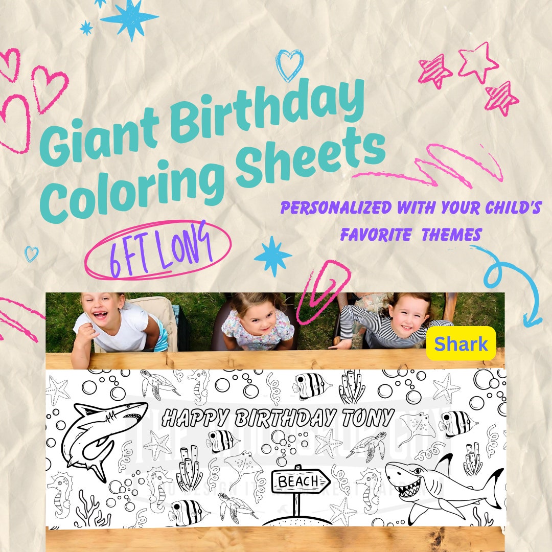 Birthday Party Giant Coloring Paper, Birthday Party Table Runner ...