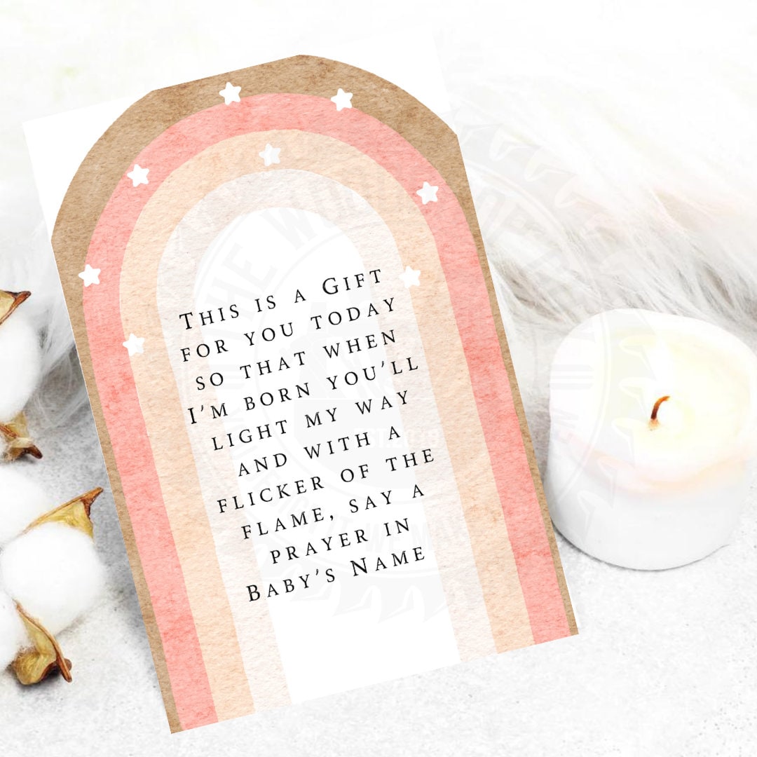 Candle Prayer Card, Shower Favor, Baby Shower Favor, Baby Shower Candle ...