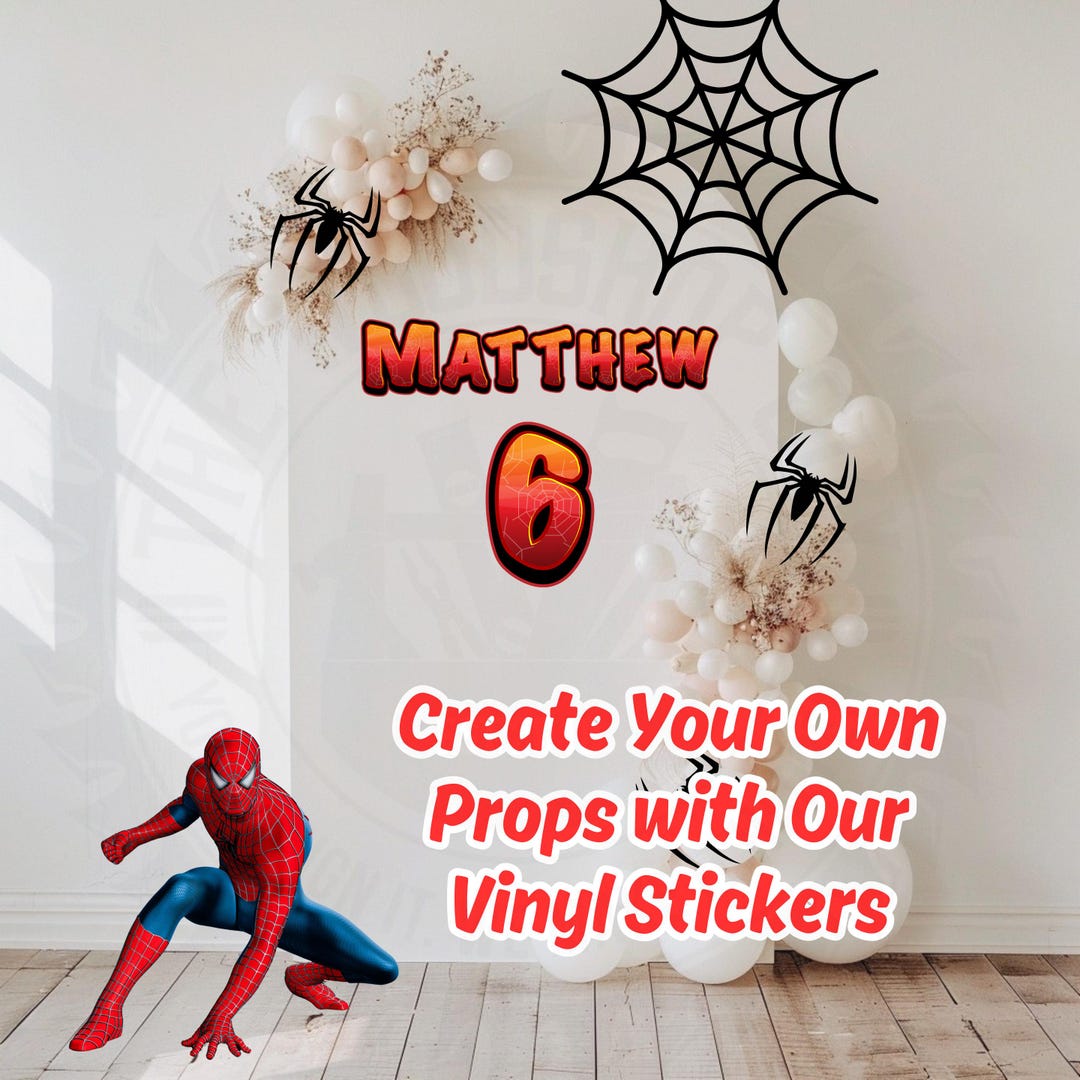 Spider Theme, DIY Props, Vinyl Sticker Sheet, Spider Man, Spider Party ...