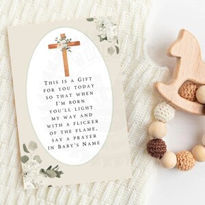 Candle Prayer Card, Shower Favor, Baby Shower Favor, Baby Shower Candle ...