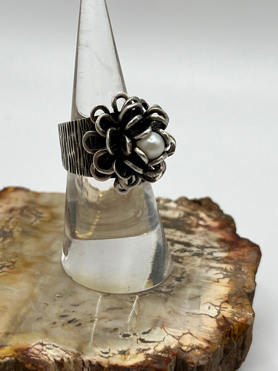 Opus Sterling and Pearl Modernist Style Ring - Etsy