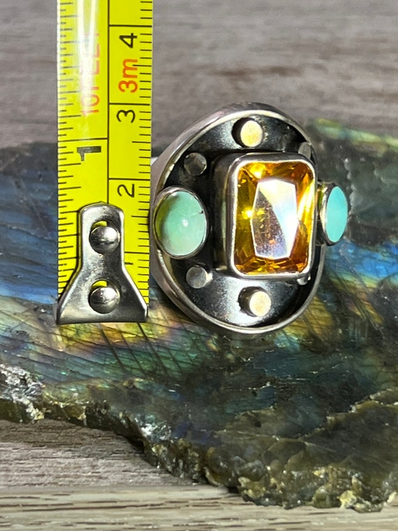 Mens heavy yellow quartz and turquoise - Gem