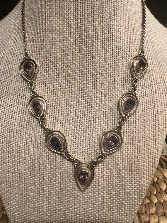 Unique sterling Amethyst necklace - Gem