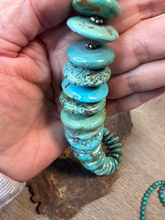 Large graduated southwest turquoise disc statement - Gem